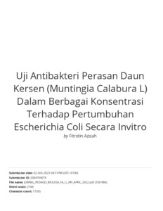 Uji Antibakteri Perasan Daun Kersen (Muntingia Calabura L) Dalam ...